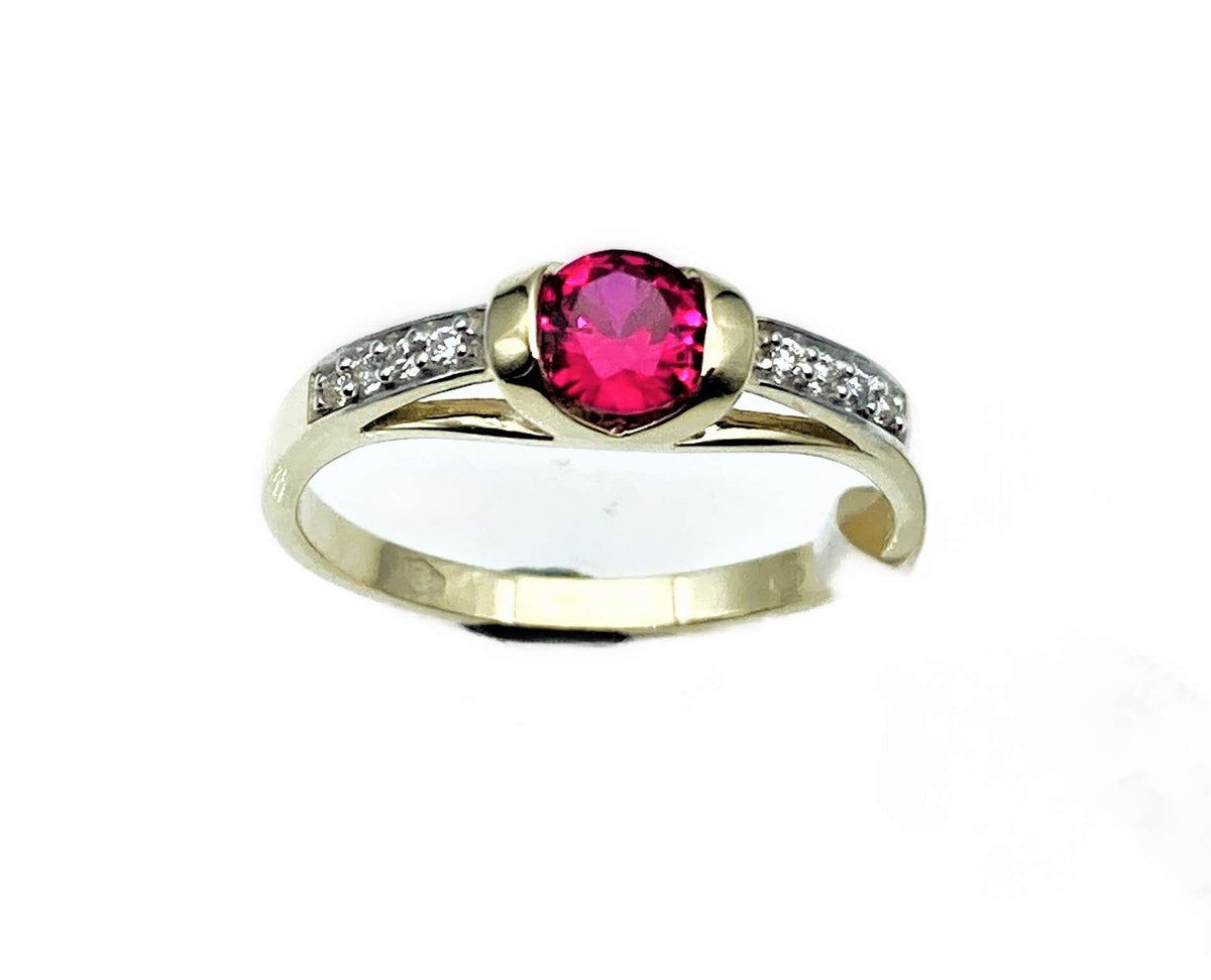 Rubin-Ring mit Zirkonia | Gold — Goldschmiede Heberling