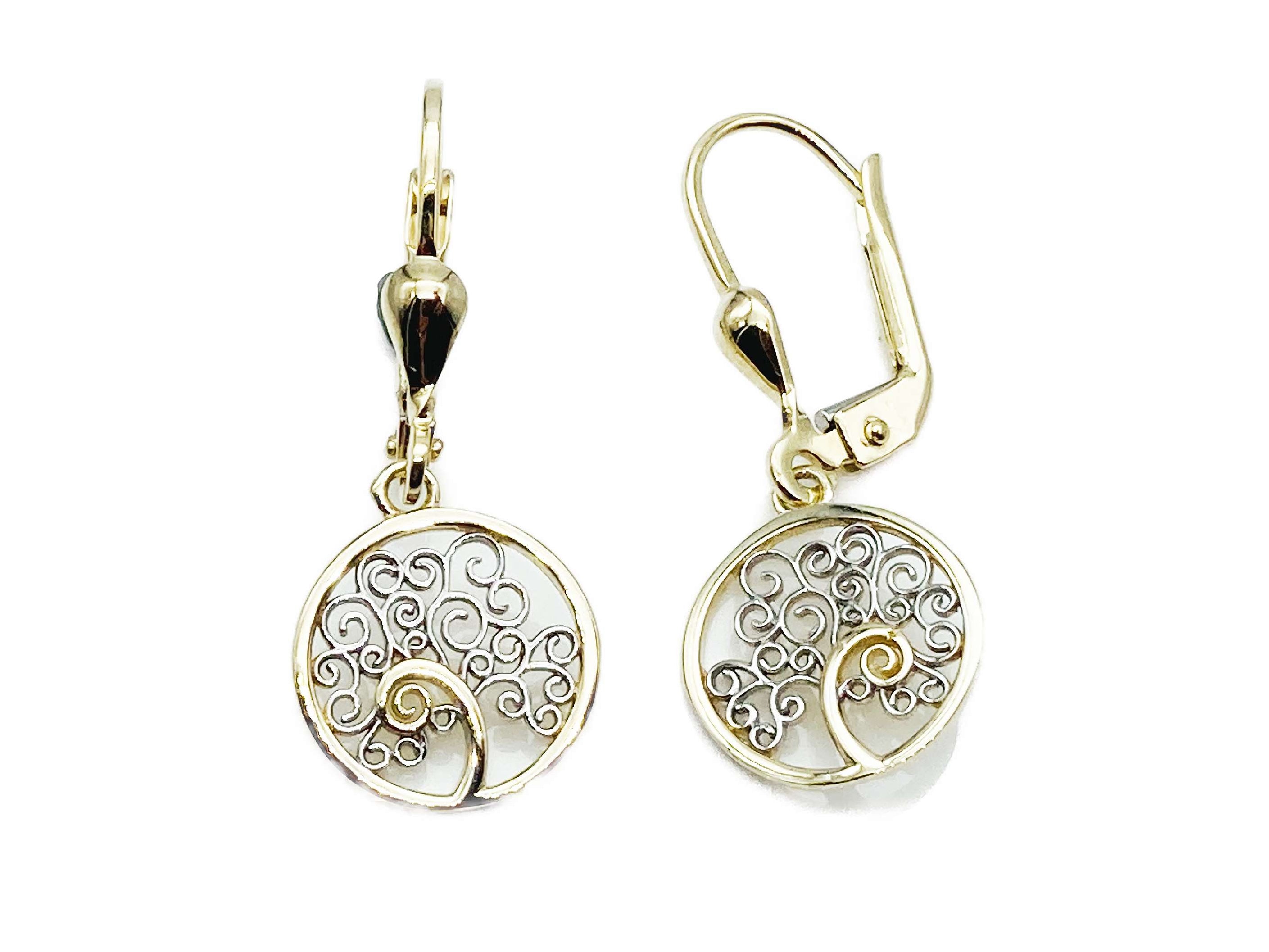 Ohrhänger mit Lebensbaum bicolor | Gold — Goldschmiede Heberling